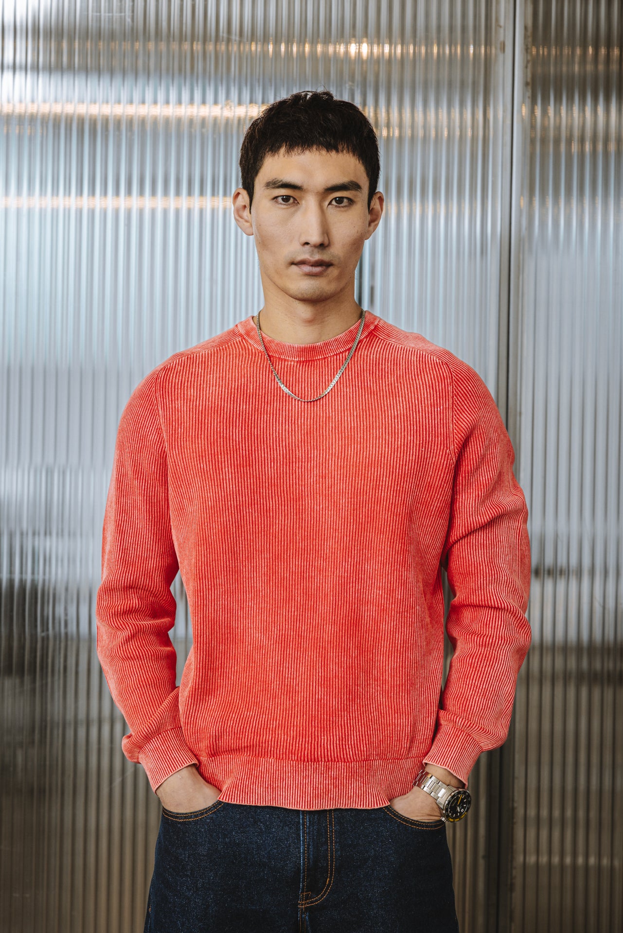 Sonny Ribs straight fit sweater, high risk red | Freeman T. Porter